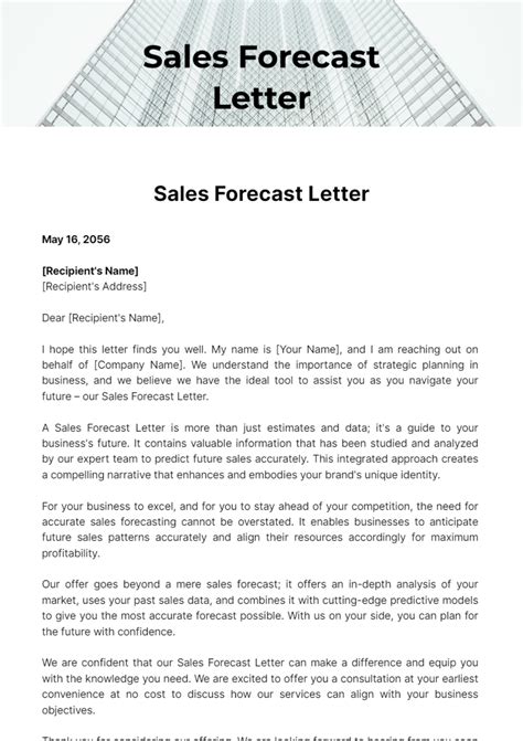 Free Sales Forecast Letter Template To Edit Online