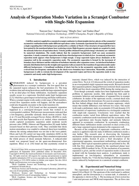 Pdf Analysis Of Separation Modes Variation In A Scramjet Combustor With Single Side Expansion