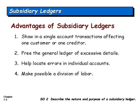 Subsidiary Ledgers A Subsidiary Ledger Is A Group