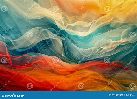 Vibrant Abstract Artwork Of Wavy Textures Blending Warm And Cool Colors For Creative Backgrounds