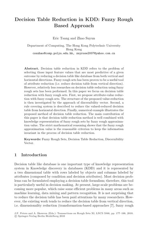 Pdf Decision Table Reduction In Kdd Fuzzy Rough Based Approach