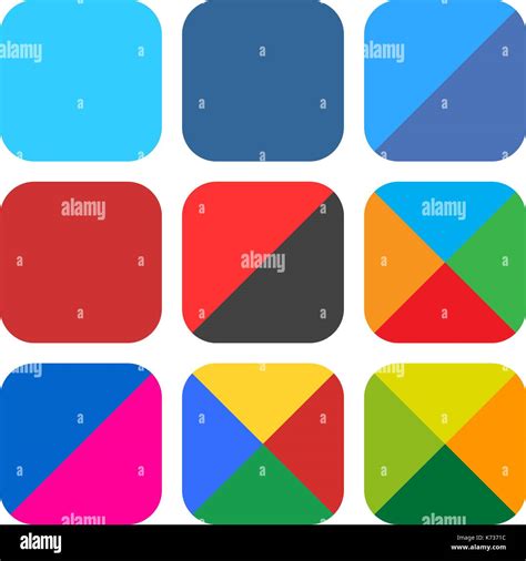 9 Blank Rounded Square Icon Set Popular Color Web Button On White