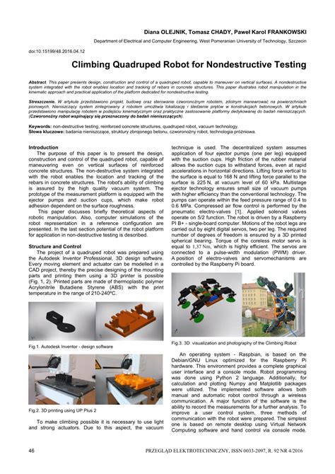 Pdf Climbing Quadruped Robot For Nondestructive Testing