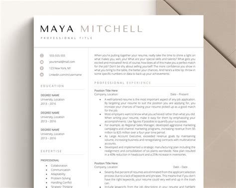 Resume Template Google Docs Modern Professional Resume Template Word Pages Google Docs