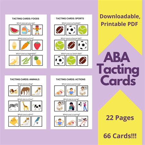 Aba Tacting Cards 66 Flashcards For Aba Therapy Sessions Behavior