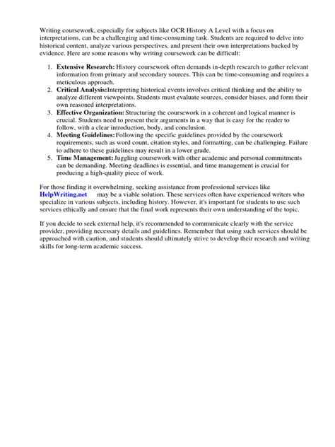 Ocr History A Level Coursework Interpretations Download Free Pdf Critical Thinking Gce
