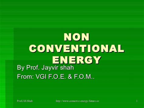 Non Conventional Energy