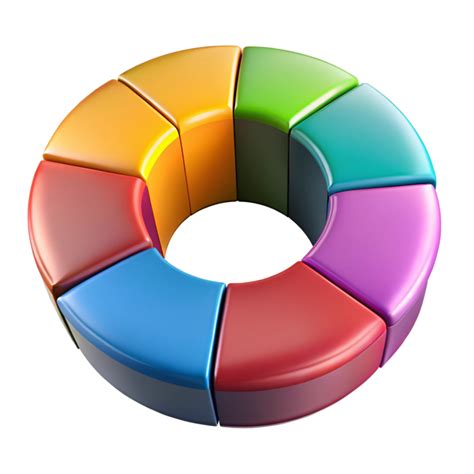 Colorful 3d Donut Chart Data Visualization Eight Segments Business