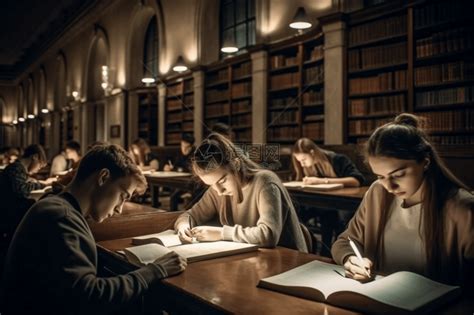 一群学生在图书馆学习图片素材 正版创意图片600130482 摄图网