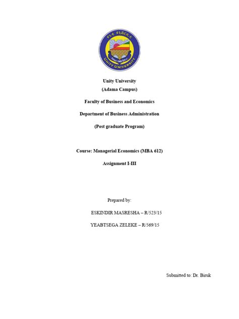 Managerial Economics Assignment Pdf Price Elasticity Of Demand Production Function