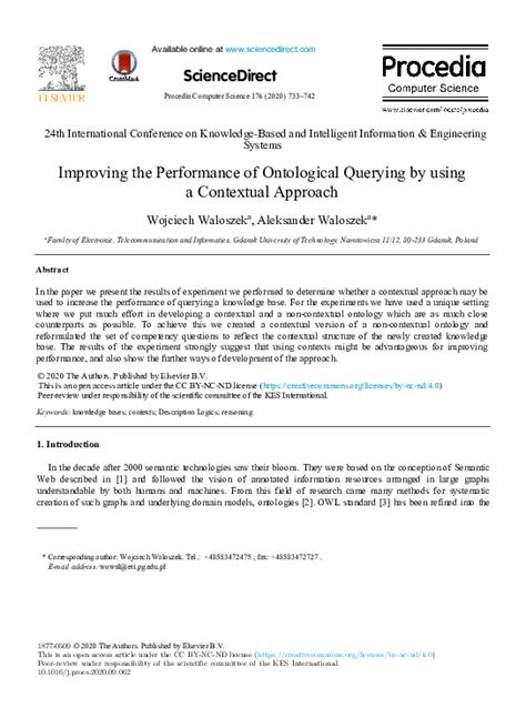 pdf improving the performance of ontological querying by using a contextual approach
