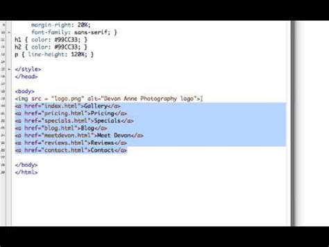 HTML Creating Navigation Links YouTube