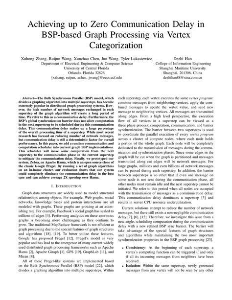 Pdf Achieving Up To Zero Communication Delay In Bsp Based Graph Processing Via Vertex