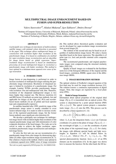 Pdf Multispectral Image Enhancement Based On Fusion And Super Resolution