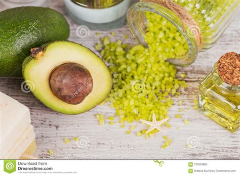 Natural Cosmetic Oil And Natural Handmade Soap With Avocado Stock Image Image Of Handmade