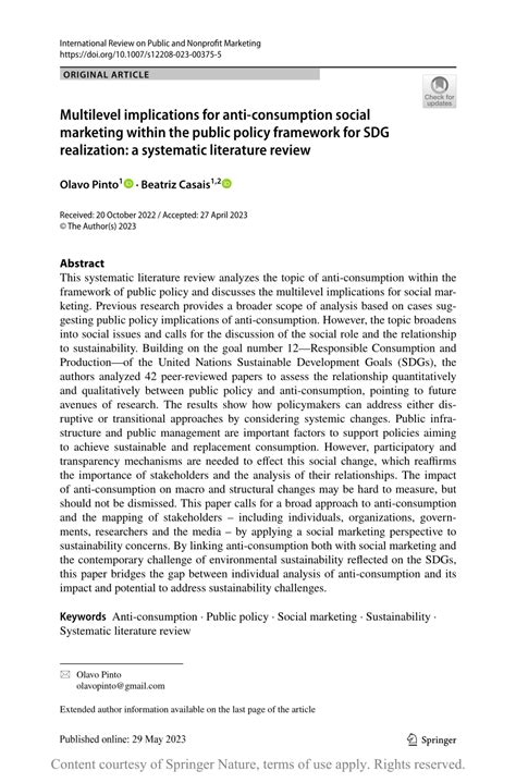 Pdf Multilevel Implications For Anti‑consumption Social Marketing Within The Public Policy