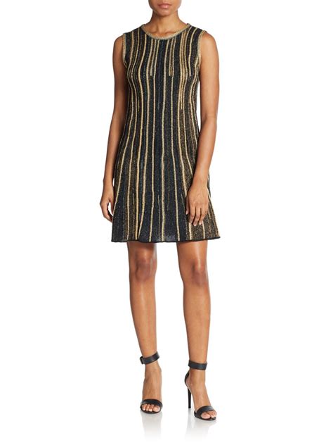 Lyst M Missoni Lurex Vertical Stripe A Line Dress In Blue