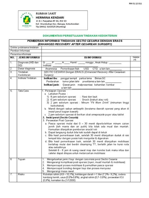 62n Rm 0112011 Pemberian Informasi Tindakan Sectio Caesaria Dengan