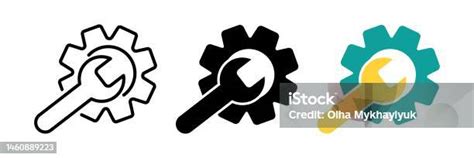 서비스 툴 벡터 아이콘입니다 스타일은 바이 컬러 평면 기호 코발트 및 청록색 색상 둥근 각도 흰색 배경입니다 기계 부분에 대한 스톡 벡터 아트 및 기타 이미지 Istock