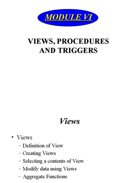 Views Procedures And Triggers Pdf Parameter Computer Programming