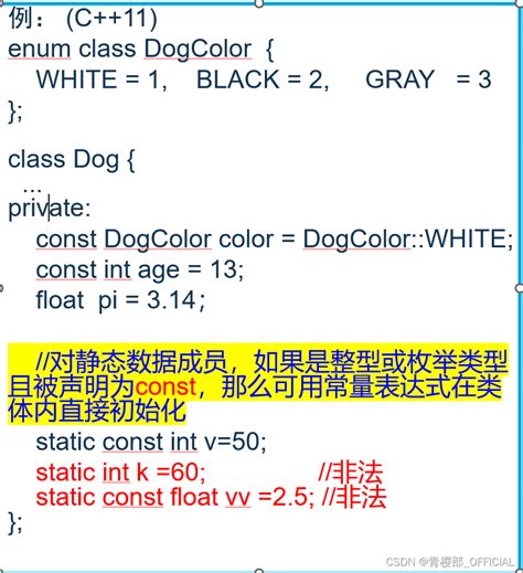 为什么只有const Static 枚举整型才可以类内初始化只有静态常量整型数据成员才可以在类中初始化 Csdn博客
