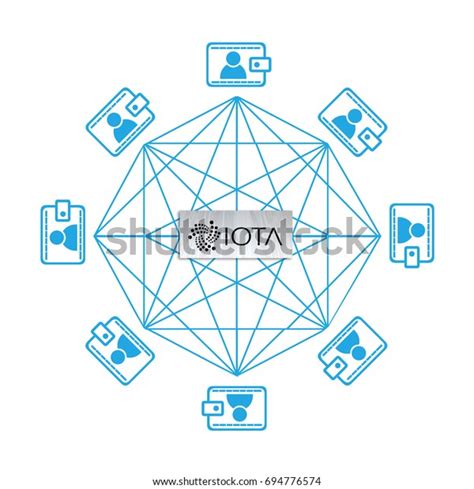 Concept Iota Coin Cryptocurrency Blockchain Platform Stock Illustration