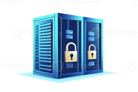 Digital Data Security Concept With Server Racks And Padlock Perfect For Illustrating