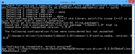 Problem With Libbson Version For Mongocxx Driver [windows Os] Stack