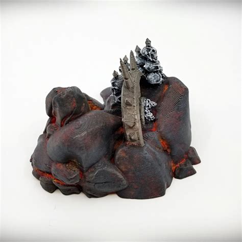 3d Printable Craggy Outcropping D Grimdark Version By Terrainify