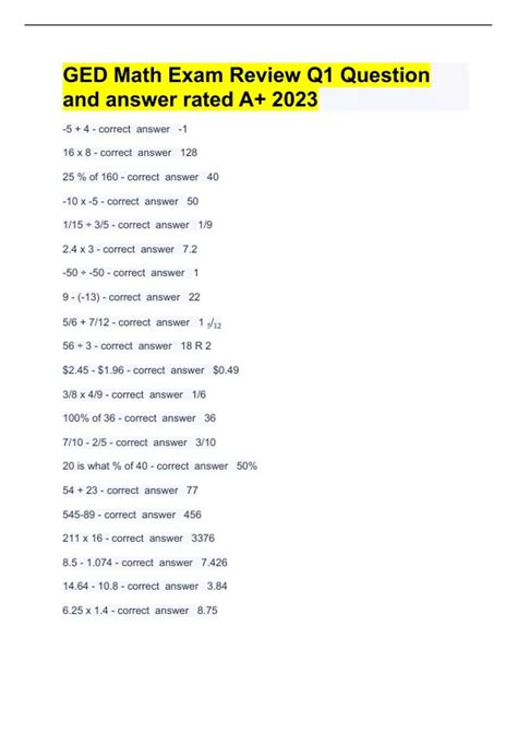 Ged Math Exam Review Q1 Question And Answer Rated A 2024 Ged Stuvia Us