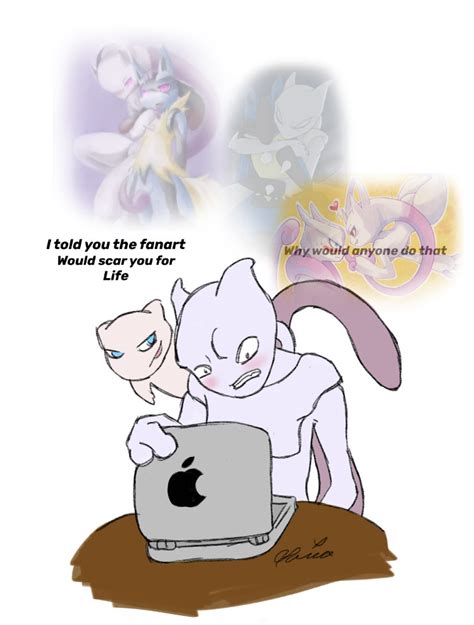 Mew And Mewtwo Watching Fanart By Mewx2 On Deviantart