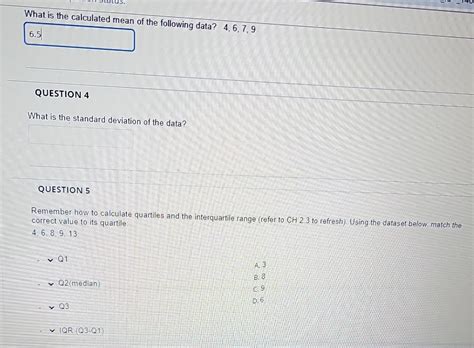 Solved Find The Standard Deviation And The Q Q Q IQR Chegg Com