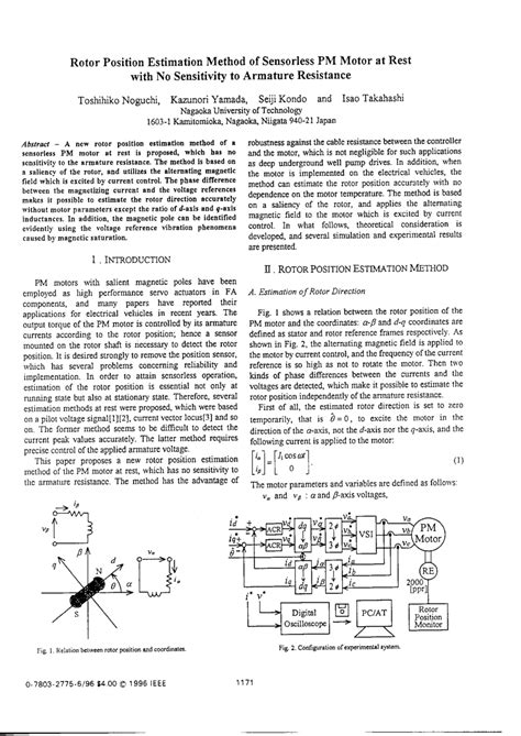 Pdf Rotor Position Estimation Method Of Sensorless Pm Motor At Rest