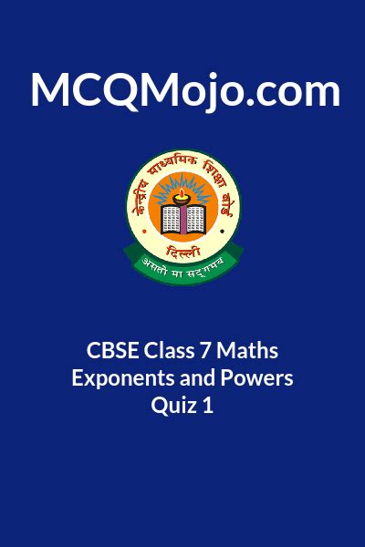 Cbse Class 7 Maths Exponents And Powers Quiz 1
