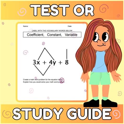 Coefficient Constant Variable Labeling And Create A Math Word Problem Practice