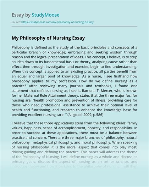 My Philosophy Of Nursing Free Essay Example Nursing Philosophy Essay Examples Essay