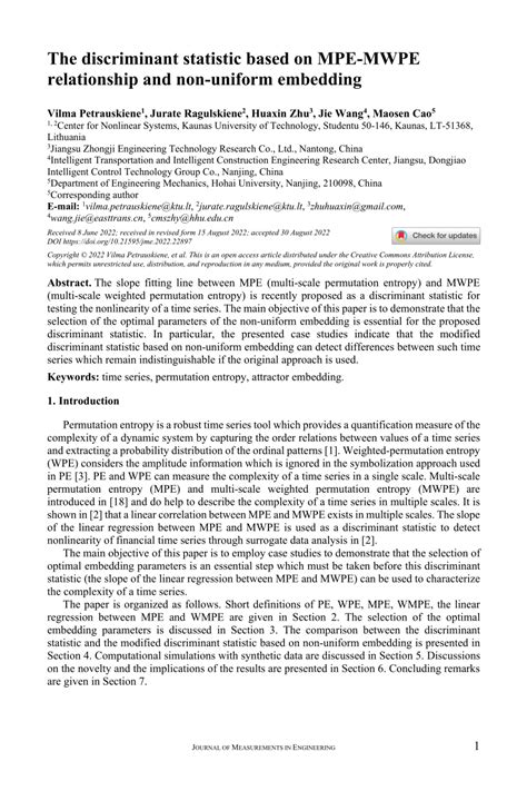 Pdf The Discriminant Statistic Based On Mpe Mwpe Relationship And Non