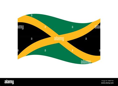 Flag Of Jamaica Jamaica Wavy Flag Digital Vector Illustration Fluttering Flag Stock Vector