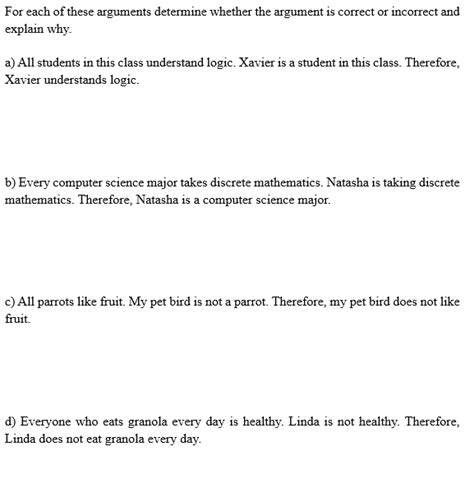 Solved For Each Of These Arguments Determine Whether The Chegg