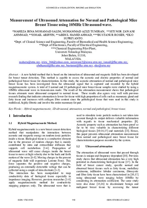 Pdf Measurement Of Ultrasound Attenuation For Normal And Pathological