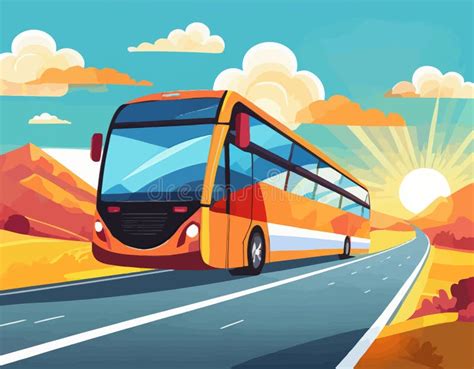 Holiday Travel Series Colorful Abstract Art Vector Image Of Bus Road Trip Stock Vector