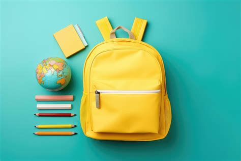 School Backpack With Stationery On Color Background Back To School Concept Back To School