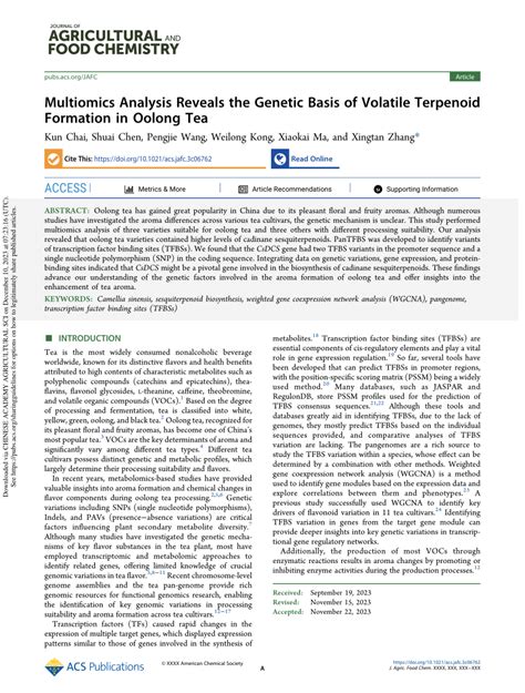 Pdf Multiomics Analysis Reveals The Genetic Basis Of Volatile Terpenoid Formation In Oolong Tea