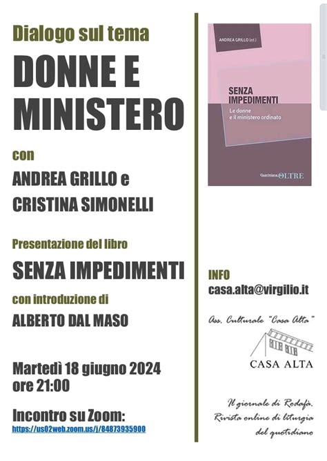 Discussione Aperta Sul Diaconato Femminile Incontro Con Andrea Grillo