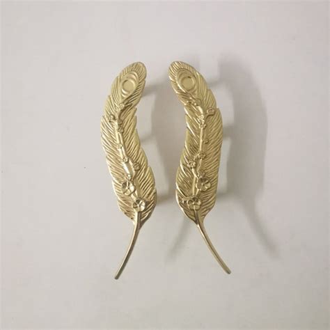 Solid Brass Leaf Knobs Cabinet Pull Knobs Gold Leaves Dresser Etsy