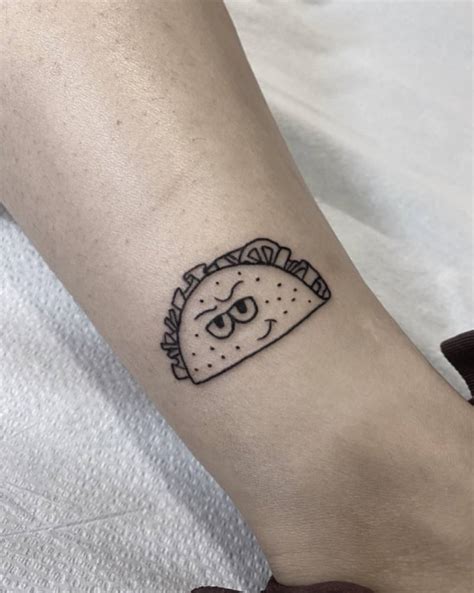 Taco Tattoo Located On The Ankle Illustrative Style