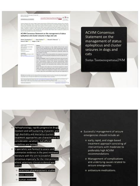 Acvim Consensus Statement On The Management Of Status Pdf Neurotransmitter Agonist