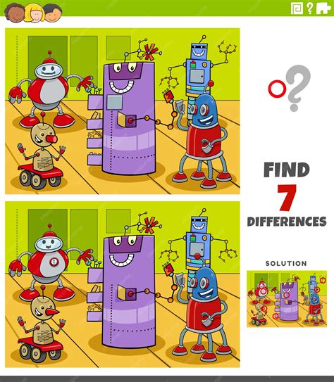 premium vector differences educational game with robot characters