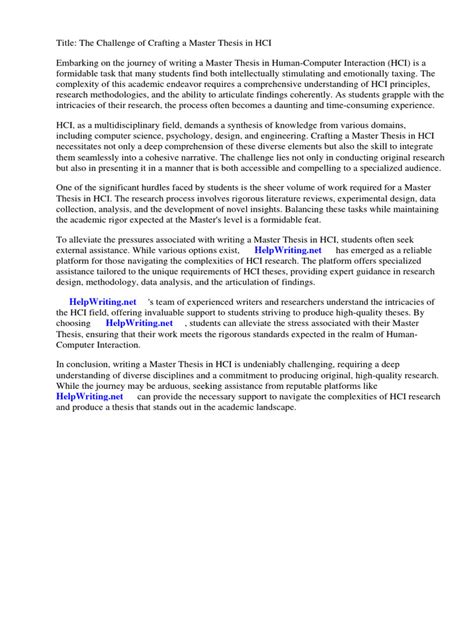 Master Thesis Hci Download Free Pdf Human Computer Interaction Thesis