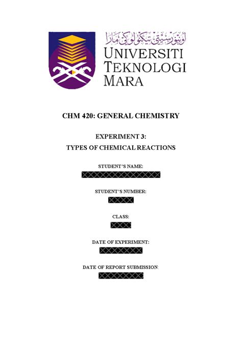 CHM EXP CHM GENERAL CHEMISTRY EXPERIMENT TYPES OF CHEMICAL REACTIONS BabeS